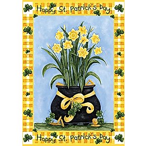 Toland Home Garden 112557 Lucky Daffodils St Patricks Day Flag 12x18 Inch Double Sided St Patricks Day Garden Flag for Outdoor House St Pats Flag Yard Decoration