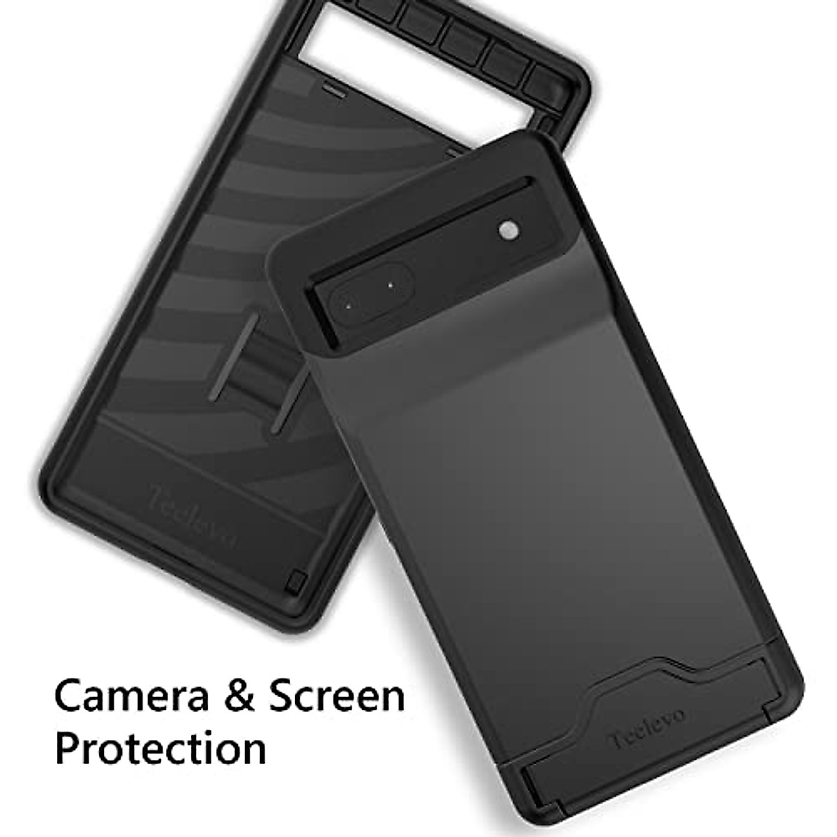 Teelevo Dual Layer Wallet Case for Google Pixel 6a (2022), Protective Case with 3-Card Storage for Google Pixel 6a - Black