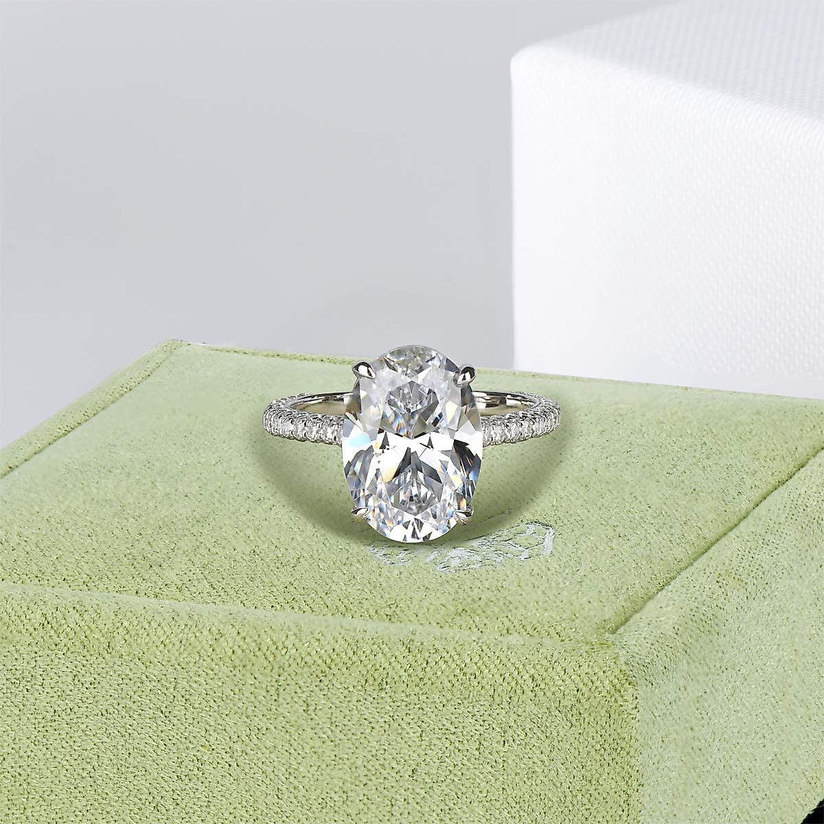 AINUOSHI 925 Sterling Silver Women Wedding Rings 5 Carat Oval Cut Cubic Zirconia Engagement Ring(6.5)