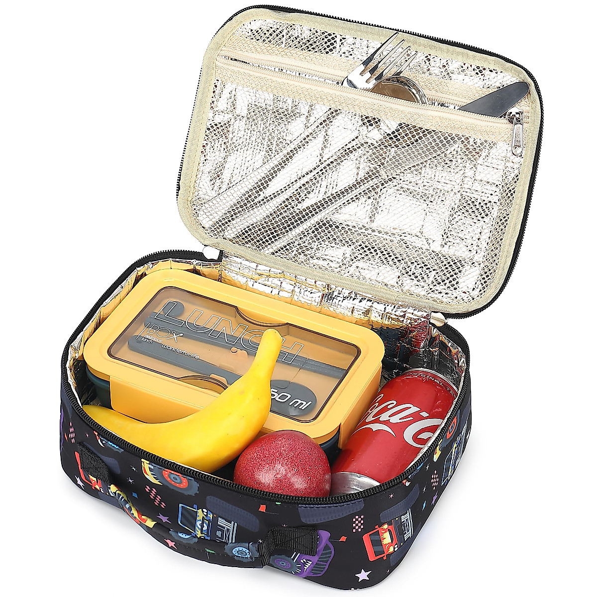 CAMTOP Monster Truck Kids Lunch Box Boys Girls Insulated Lunch Cooler Bag Reusable Lunch Tote Kit for School Travel