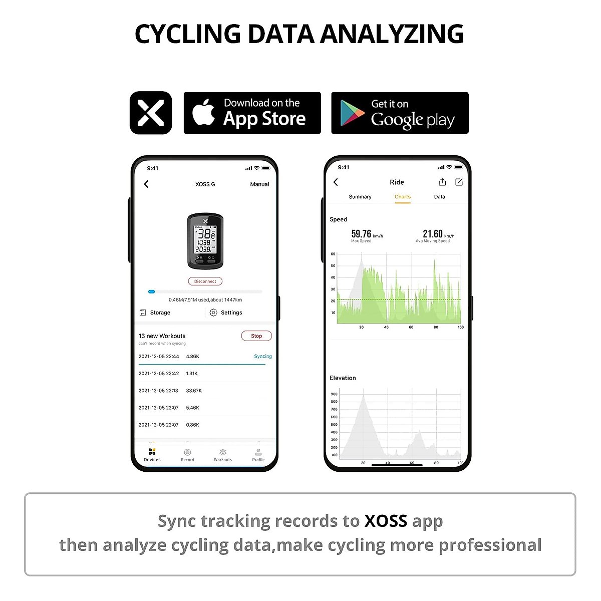 XOSS G GPS Bike Computer, Wireless Bluetooth Bike Speedometer and Odometer, Rechargeable Cycling Computer MTB Tracker with LCD Automatic Backlight Display, IPX7 Waterproof Fits All Bikes Electric Bike