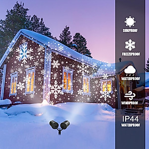Christmas Snowflake Projector Lights, RLUETIME Double Head IP65 Waterproof Led Snowfall Show Outdoor, Christmas Decorations, Ideal for Xmas Holiday Party Wedding Garden Patio