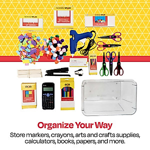 School Smart Tote Tray, 12 x 8 x 5 Inches, Translucent