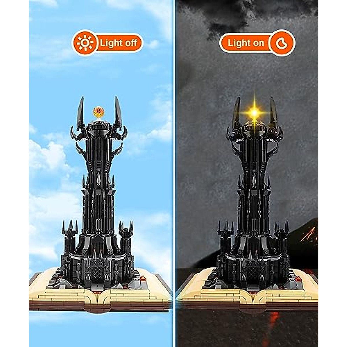 Snlywan Lord of Castle Architecture Building Blocks with LED Light for Adults and Kids,The King of Magic Rings Dark Tower,STEM Toy Gifts for Adults and Kids(969PCS)