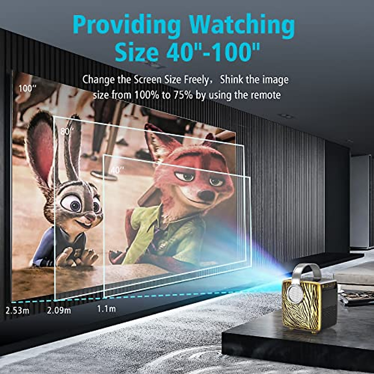 Madevil Mini Projector LCD Handheld Portable Video Projector 1080P HD Projector with 4500 Lumens Movie Beamer Compatible with HDMI USB AV Interfaces and Remote Control for Home and Outdoor