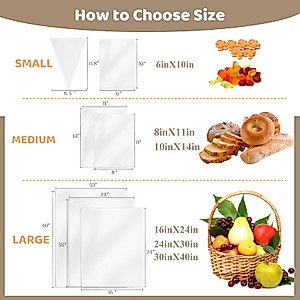 WIKDAY Clear Gift Bags 10 PCS 24x30 Inches Large Cellophane Wrap for Gift Baskets Wrapping Plastic with Ties for Gift Giving, Packaging Products