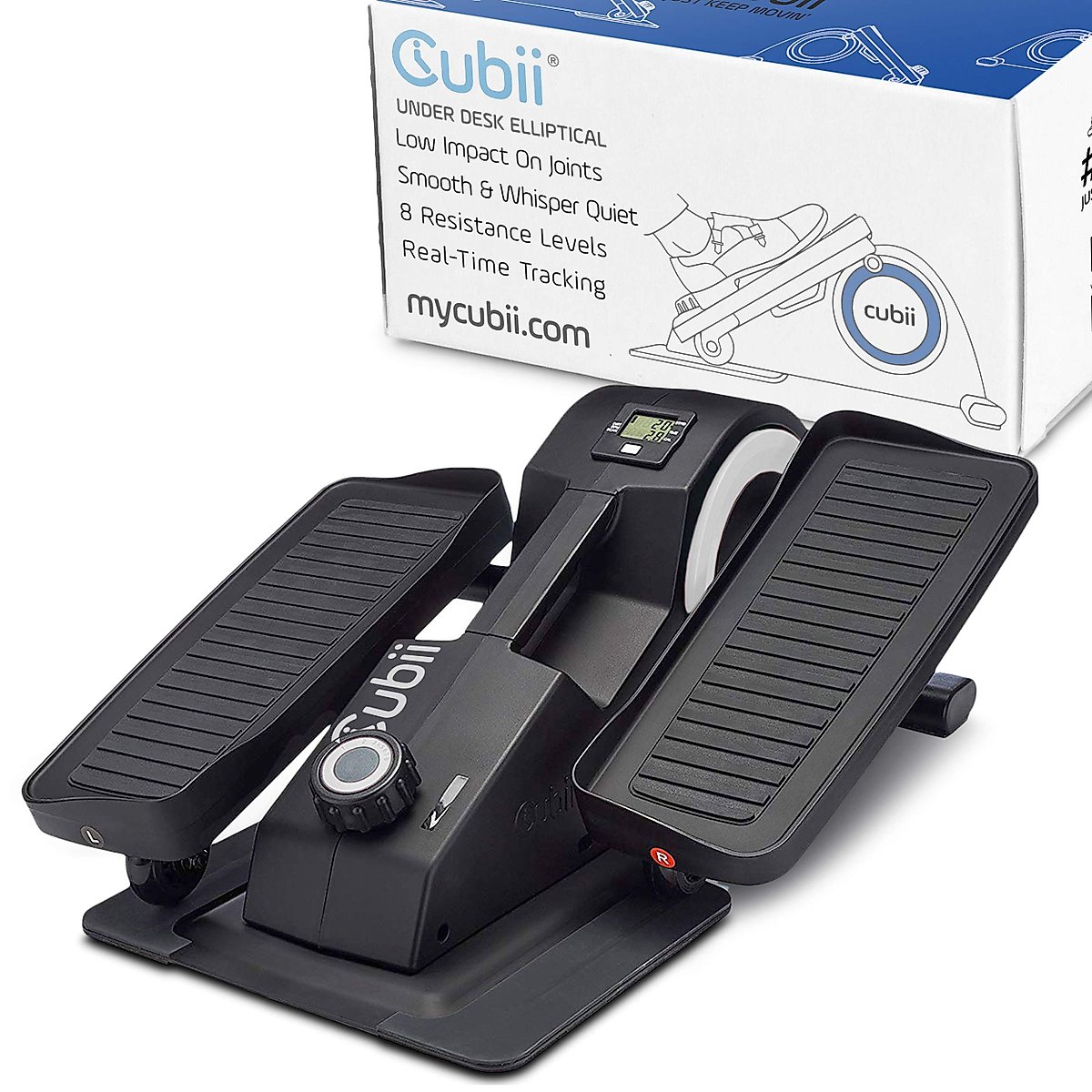 Cubii Jr: Desk Elliptical w/Built in Display Monitor, Easy Assembly, Quiet & Compact, Adjustable Resistance (Silver)