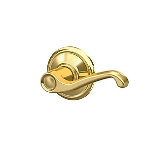 Schlage F10 FLA 605 Flair Door Lever, Hall & Closet Passage Lock, Bright Brass