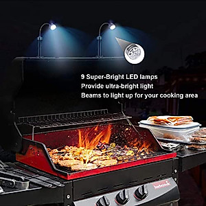 Magnetic Grill Light for Barbecue: Grill Lighting for Outdoor BBQ - Grilling Gifts for Men, Waterproof Heat Resistant Grill Accessories | 2 Pack Black