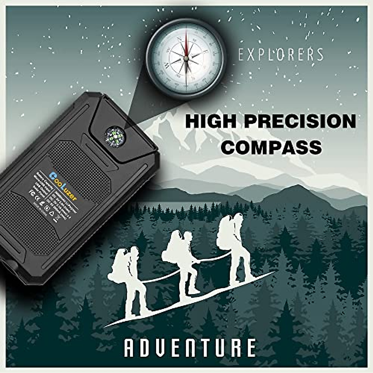 Solar Charger Power Bank 36800mah with 18W PD 5V*3.1A Fast Charging, QC3.0 Portable Charger Solar Power Bank,IP67 Waterproof Camping Gear Accessory for Outdoor (Black)