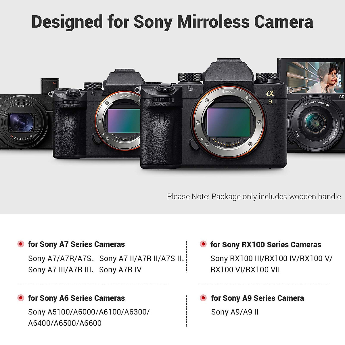 SmallRig Right Side Wooden Handle Hand Grip with Record Start/Stop Remote Trigger for Sony Mirrorless Cameras - HSR2511