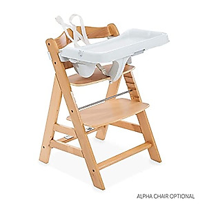 Hauck - Fun for Kids Hauck Alpha Tray + 5-Point Harness, 3 in 1 Table Set for Hauck Wooden Highchair Alpha+, Depth Adjustable Table, Removable Tray, Cup Moulding, Elevated Edge, White