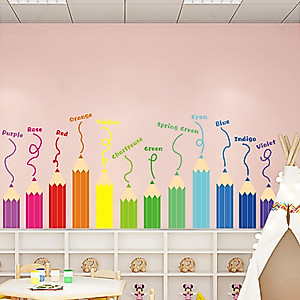 Multicolor Crayons Wall Decal Colorful Inspirational Wall Stickers DIY PeeI and Stick Pens Wall Decals Nursery Wall Sticker for Babys Kids Bedroom Living Room Classroom Office Kitchen Playroom Home