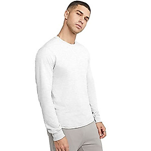 Hanes Originals Long Sleeve Cotton T-Shirt, Classic Crewneck Tee for Men, White, Medium