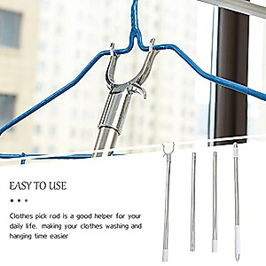 Cabilock Long Reach Pole Closet Pole with Utility Hooks Wardrobe Hook Pole Splicing Pole Hook Balcony Clothing Garment Pole Hook for Clothesline Closet Hanger
