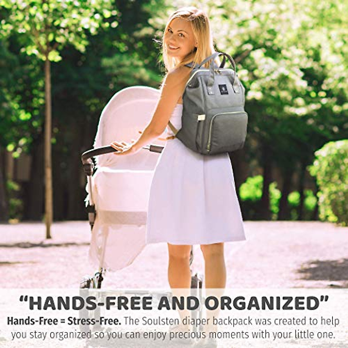 Soulsten Diaper Bag Backpack for Mom and Dad - Unisex Baby Backpack Diaper Bag - Multifunctional, Waterproof, and Stylish Diaper Backpack - Grey