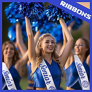 Vinsatin White Senior Sash 2025 Satin Sashes Senior Graduation for Graduated Cheerleader Celebration(6 Set,Volleyball)