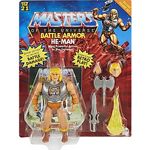 Mattel Masters of the Universe Origins Action Figure & Accessories Set, Battle Armor He-Man 5.5-inch Collectible Toy with Mini-Comic
