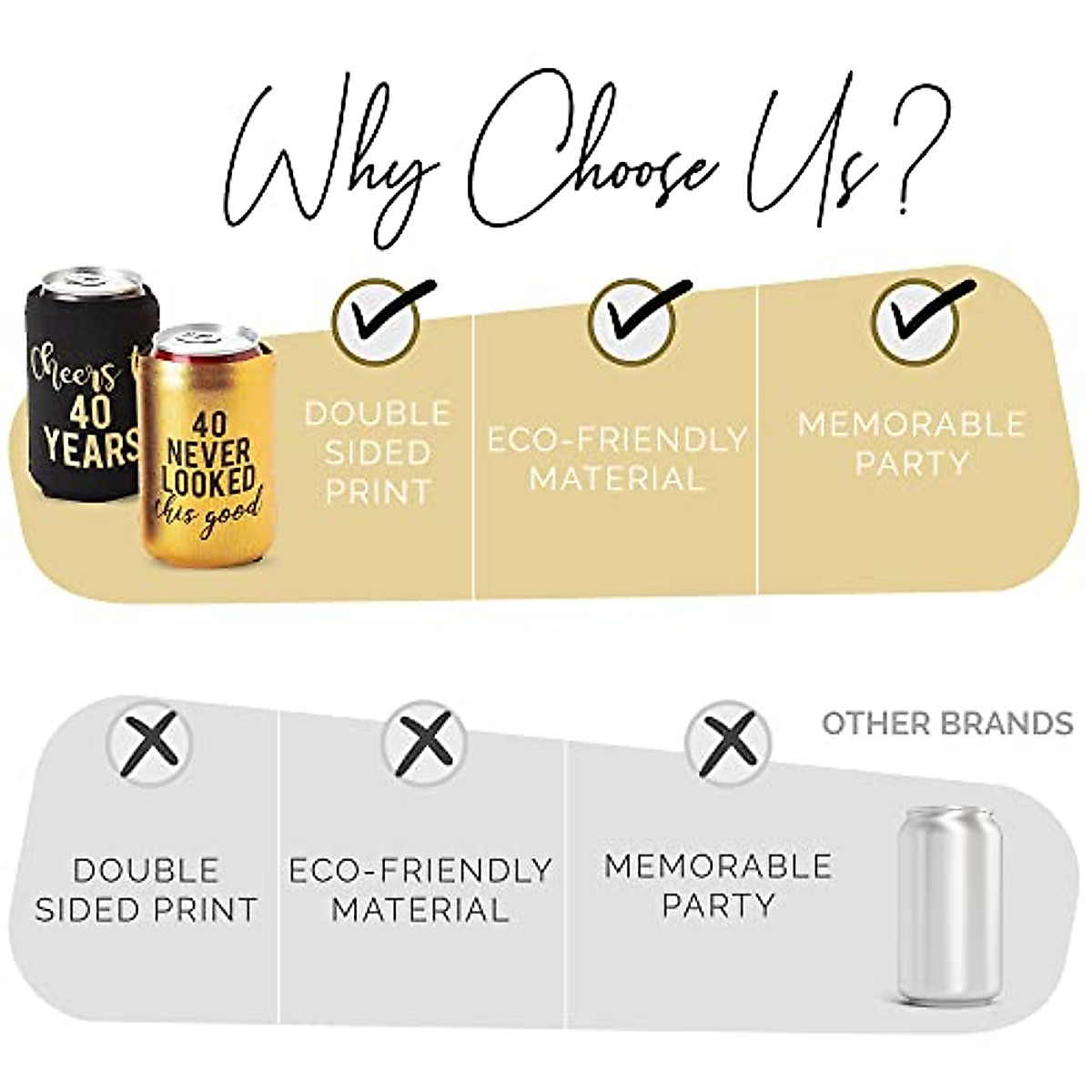 Cheers to 40 Years and 1 Metallic Gold 40 Never Looked So Good Birthday Party Can Coolies, Set of 12, Black and Gold 40th Birthday Cooler, Perfect for Birthday Parties or Birthday Decorations