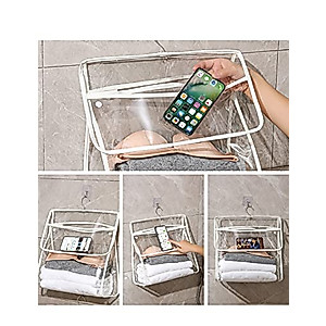 Hiroyuki with Metal Hook And Sticky Hook Shower Touch Screen Design Caddy Basket for College Dorm Room Essentials, Hanging Portable Tote Bag Toiletry for Bathroom Accessories(black)