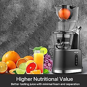 SIFENE Vertical Cold Press Juicer, Slow Masticating Juicer Machine, Juice Maker Extractor with 3.2" Big Mouth for Whole Fruits and Vegetables, Easy to Clean