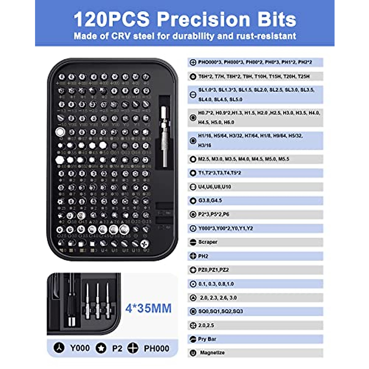 Precision Screwdriver Set 130IN1: Easytime Small Screwdriver Kit- Mini Screwdriver Repair Tool Kit for PC Electronics Computer Laptop iPhone Mac PS5 Game Console Eyeglass Toys DIY