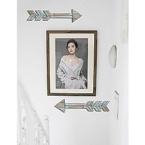 YXMYH Arrow Decor, Blue Wood Arrow Sign Wall Decor - Decorative Farmhouse Home Wall Hanging Decor, 2 Pack