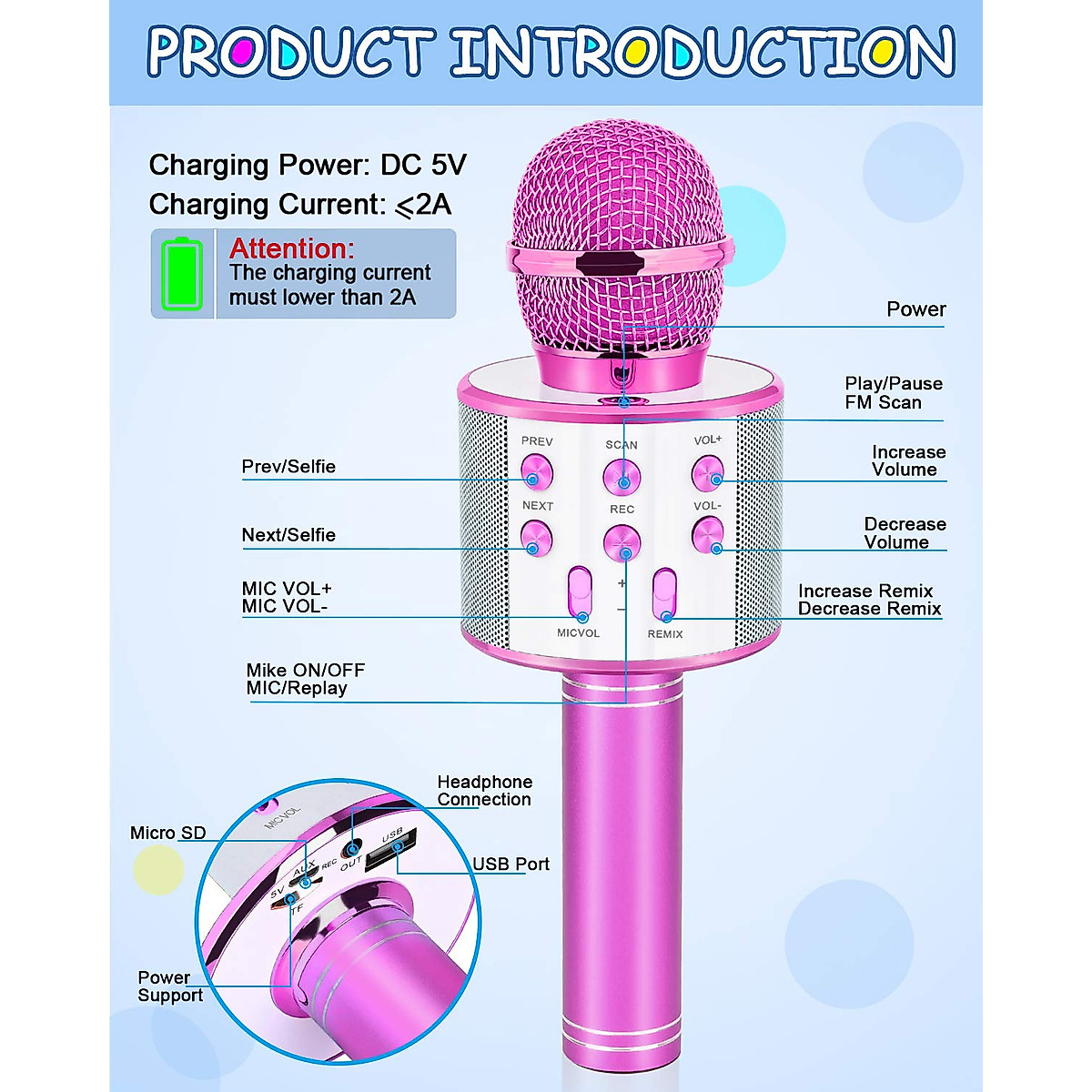 Dodosky Gifts for Girls Age 4-12, Karaoke Microphone Gifts for 4 5 6 7 8 9 10 11 12 Year Old Girls Toys for 4-12 Year Old Girls Birthday Gifts for 3-10 Year Old Girl - Purple