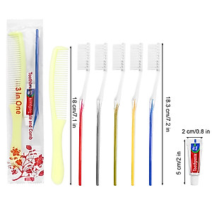 Xuezoioy Travel Toothbrushes Kit,30 Pack Individually Wrapped Disposable Toothbrushes with Toothpaste and Hair Combs Travel Toothbrush Set for Homeless,Hotel