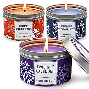 3 Pack Candles, Candles for Home Scented, 6.2 Oz Scented Candles, 100H Long Lasting Soy Candles, Candles Gifts for Women, Lavender | Orange Blossom | Mahogany Teakwood Scent