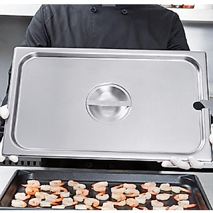 Soro Essentials- Full Size Stainless Steel Notched Steam Table Pan Cover with Handle- Fits Full Size Steam Table Pan Hotel Pan Cover Commercial Food Pan Lid for Steam Table Food Pan Buffet Pan