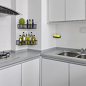 AAUU Corner Shower Caddy Shelf, 3 Sets Adhesive Bathroom Basket Shelf with Hooks, Soap Dish Holder for Toilet, Dorm and