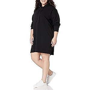 The Drop Women's Iona Long Sleeve Hooded Mini Sweatshirt Dress, Black, XL