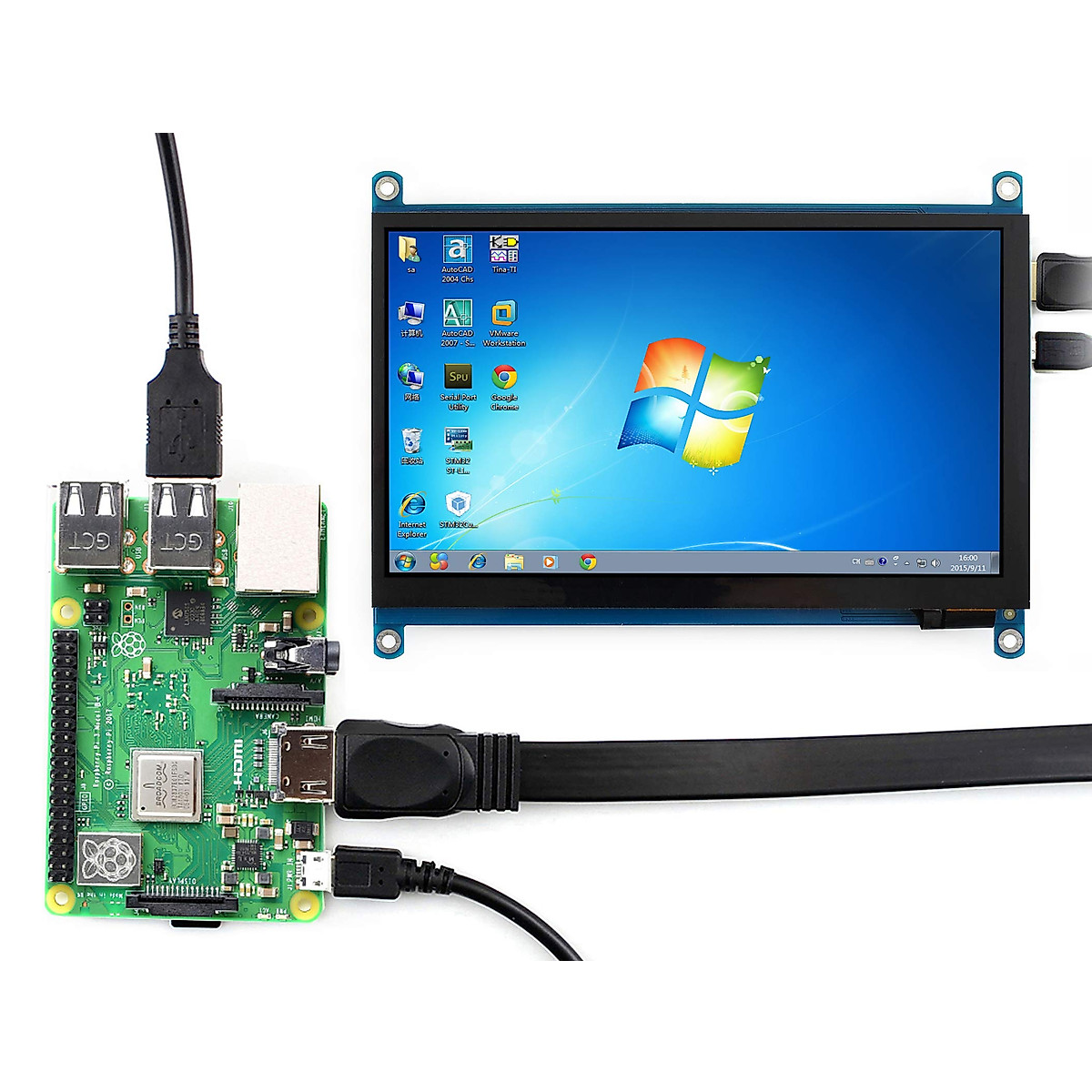 waveshare TOP1 7inch Capacitive Touch Screen LCD (H) HDMI IPS Display Computer Monitor 1024×600 Pixels Supports Raspberry Pi/Jetson Nano/Windows 11 Game Console