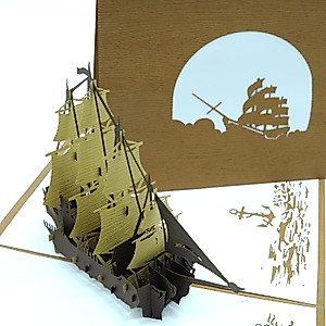 GIA KHANH Sailboat Pop Up Card - 3D Card for Anniversary, Birthday, Father's Day, Graduation, Friendship - Perfect for Man, Boy, Boyfriend, Husband - All Occasions (Lucky Boat)