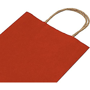 Small Red Gift Bags - 6x3x9 Inch 100 Pack Kraft Paper Shopping Bags with Handles, Craft Totes in Bulk for Boutiques, Small Business, Retail Stores, Birthday Parties, Christmas, Valentines, Holidays
