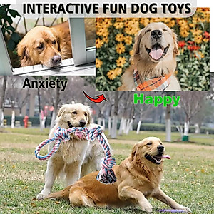 XIGOU Dog Rope Toys Indestructible Dog Toys, Dog Chew Toys for Aggressive Chewers, Tough Puppy Teething Chew Toys for Boredom, Dental Cleaning Tug of War Dog Toy, Great for Small to Large Breed