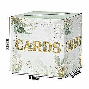 8”Card Box, Greenery Cards Receiving Box, For Birthday, Wedding, Bridal or Baby Shower, Engagement, Retirements, Graduation, Money Box Holder, Party Favor, Decorations, 1 pte (Cabox011）