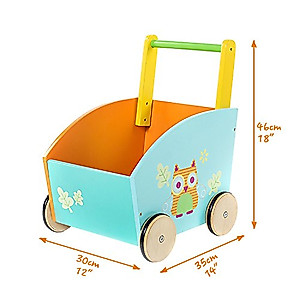 labebe - Baby Walker, Kid Shopping Cart Walker, Push Toy for 1-3 Years Old, Infant Wooden Walker, Sit to Stand Learning Walker, Toddler Outdoor Activity Walker, Children Walker Toy with Wheels-Owl