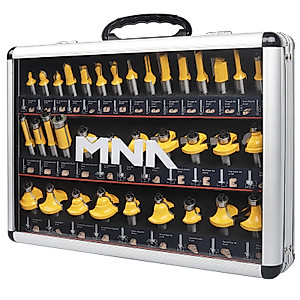 MNA Router Bits 35 Pcs Set, 35 Pieces 1/2 Inch Shank Router Bit Kit. American Router Bit Set Complete Set.