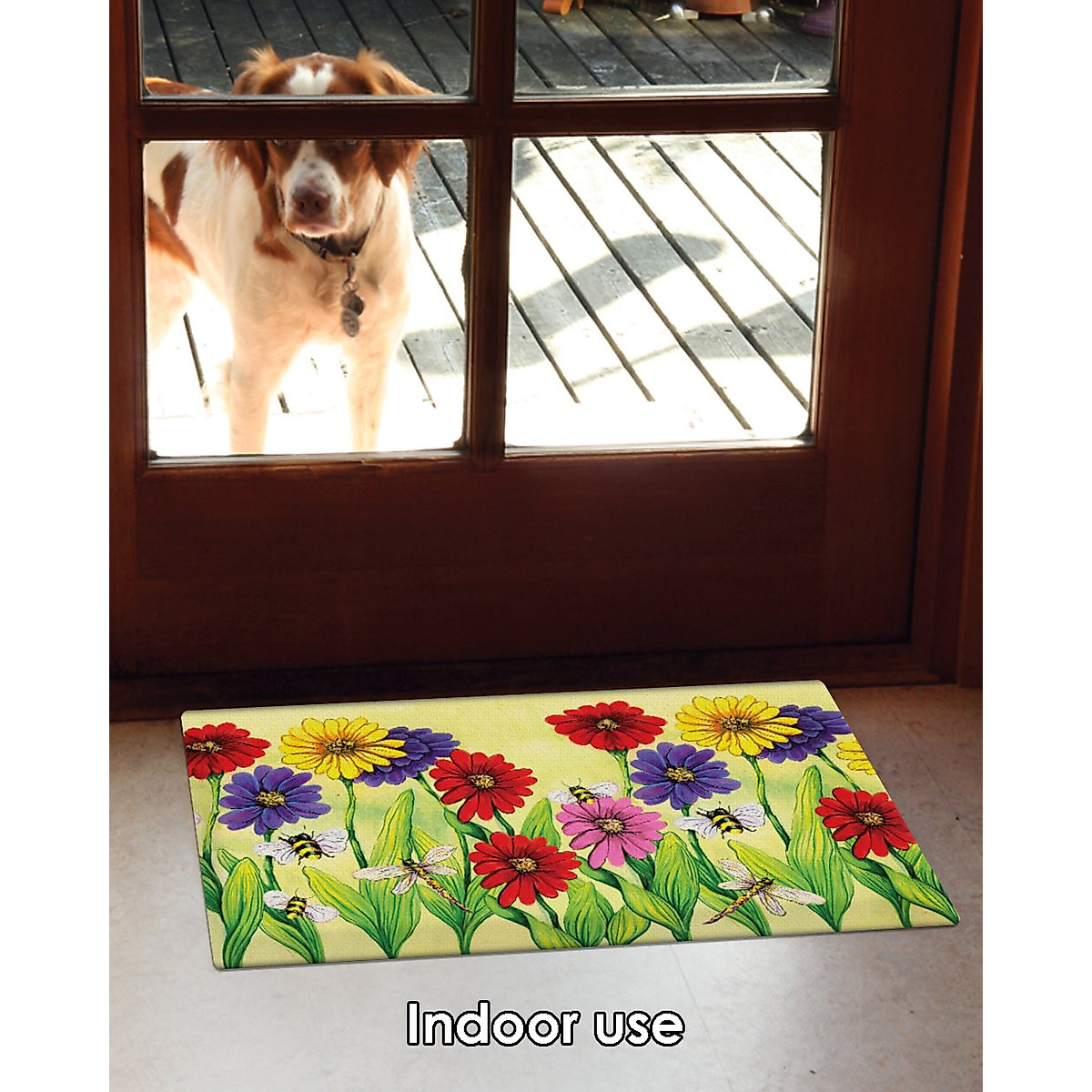 Toland Home Garden 800215 Zinnia Flight Spring Door Mat 18x30 Inch Summer Outdoor Doormat for Entryway Indoor Entrance