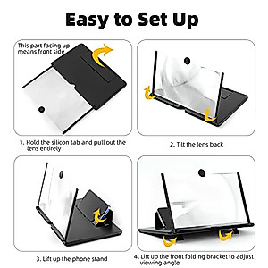 18" Screen Magnifier for Cell Phone, Phone Magnifying Screen 2023 Upgraded HD 3D Phone Screen Amplifier Phone Stand with Screen Enlarger Compatible with All Smartphones for Movies Videos Gaming