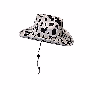 PrideAhead Cowboy Hat Fun Cow Print Hat – Unisex Black and White Cowboy Hat (1)