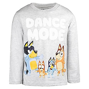 Bluey Bingo Little Boys Girls 3 Pack Long Sleeve Graphic T-Shirt Orange/Blue/Gray 7-8