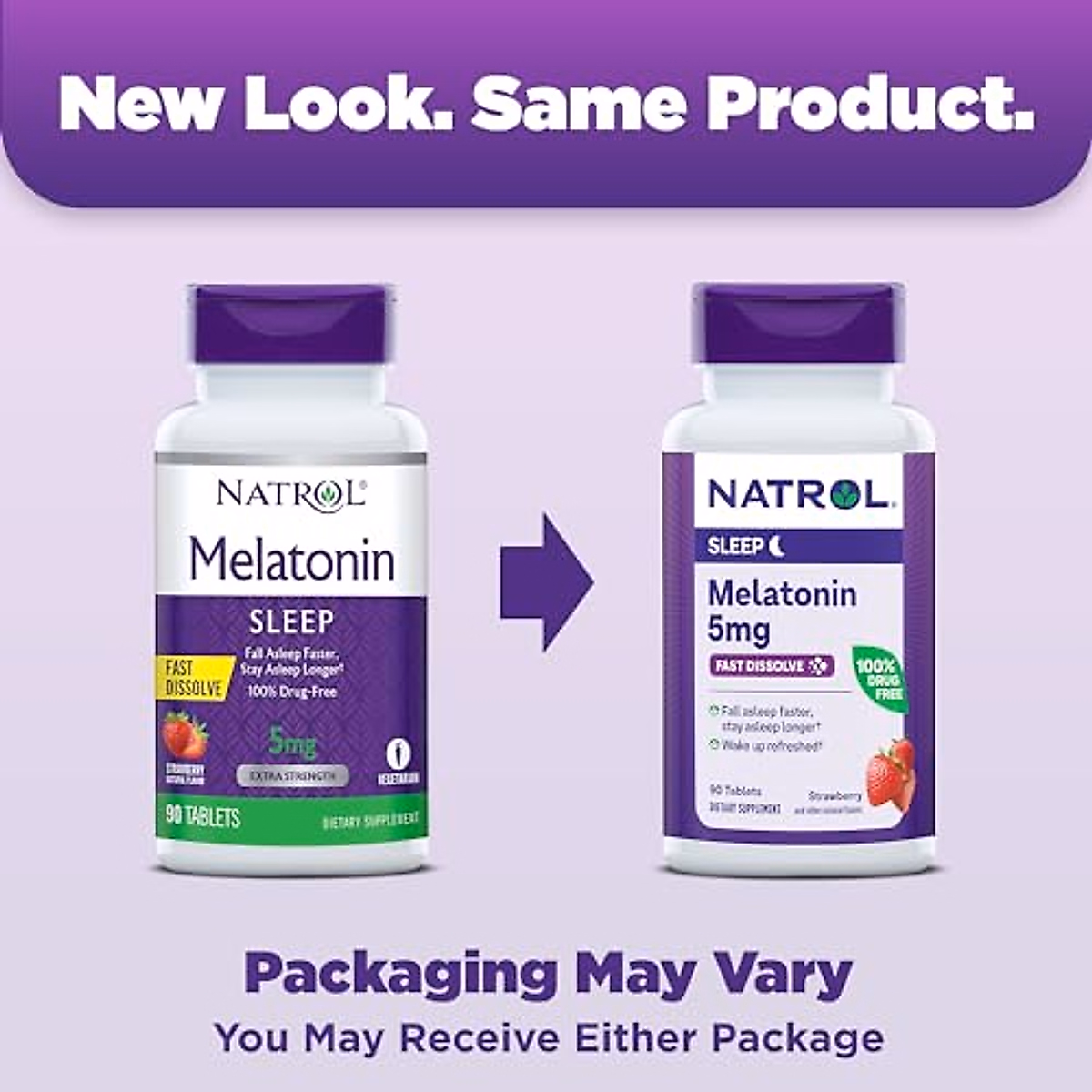 Natrol Fast Dissolve Melatonin 5 mg, Melatonin Supplements for Restful Sleep, Sleep Support for Adults, 90 Strawberry-Flavored Tablets, Up to a 90 Day Supply