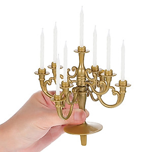 ifundom 2pcs Candle Holder Stand with 9Pcs Candle Vintage Candelabra Candlestick Cake Topper Gold Candlestick Holders Cake Toppers Ornaments for Wedding Birthday Party
