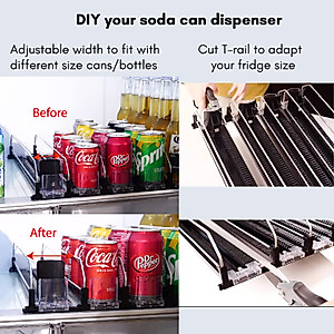 Soda Can Organizer for Refrigerator, Baraiser Large Capacity Self-Pushing Drink Organizer for Fridge, Pantry and More, Black