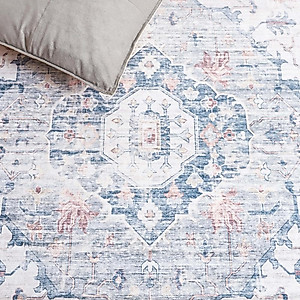 SAFAVIEH Arizona Collection Area Rug - 8' x 10', Light Blue & Ivory, Traditional Design, Washable & Slip Resistant, Ideal for High Traffic Areas in Living Room, Bedroom & Dining Room (ARZ517L-8)