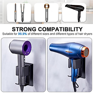 WAYASI Hair Straightener Holder Wall Mounted Blow Dryer Holder, Stainless Steel Blow Dryer and Curling Iron Holder, Black Hair Dryer and Straightener Holder, Bathroom Hair Tools Organizer and Storage