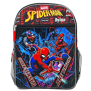 DIBSIES Personalized Spider Superhero Backpack, Lunch Bag, Carabiner Clip, and Character Keychain